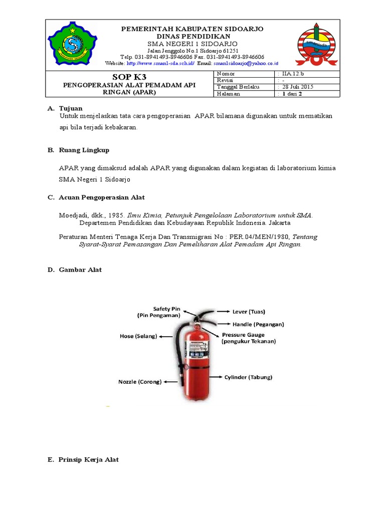 SOP APAR Laboratorium Kimia | PDF