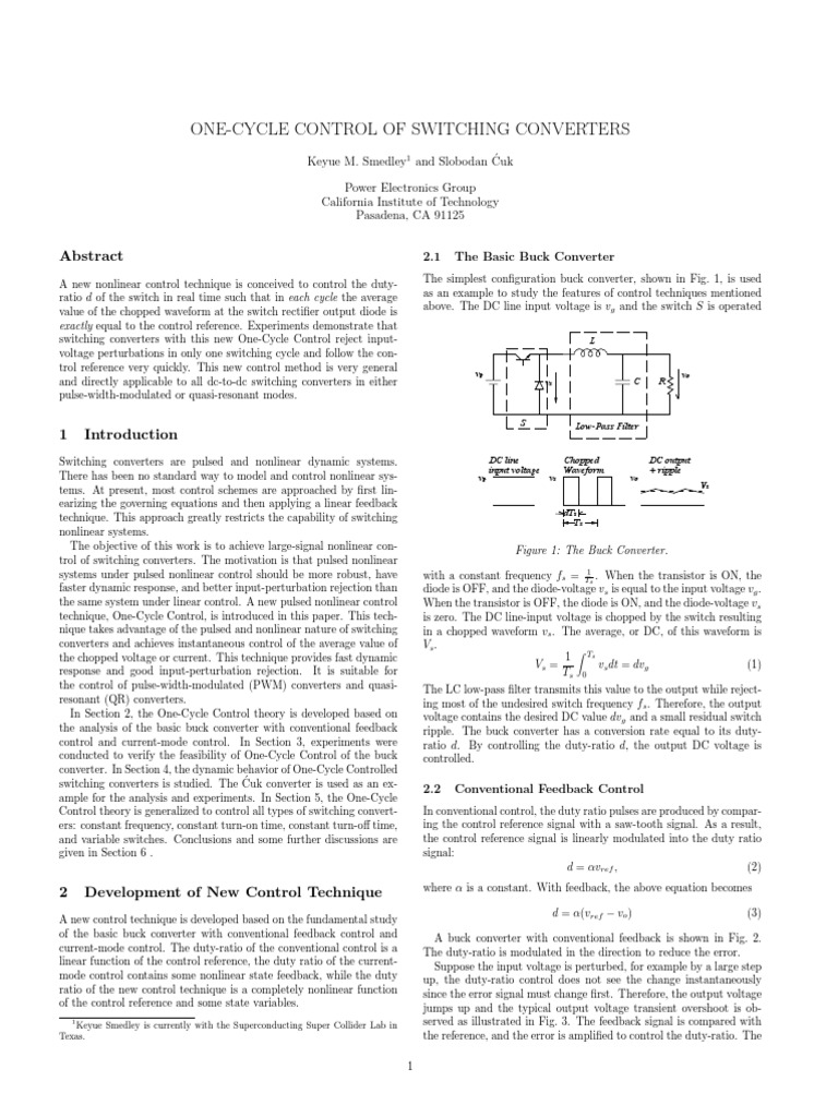 One-Cycle Control of Switching Converters | PDF | Control Theory ...