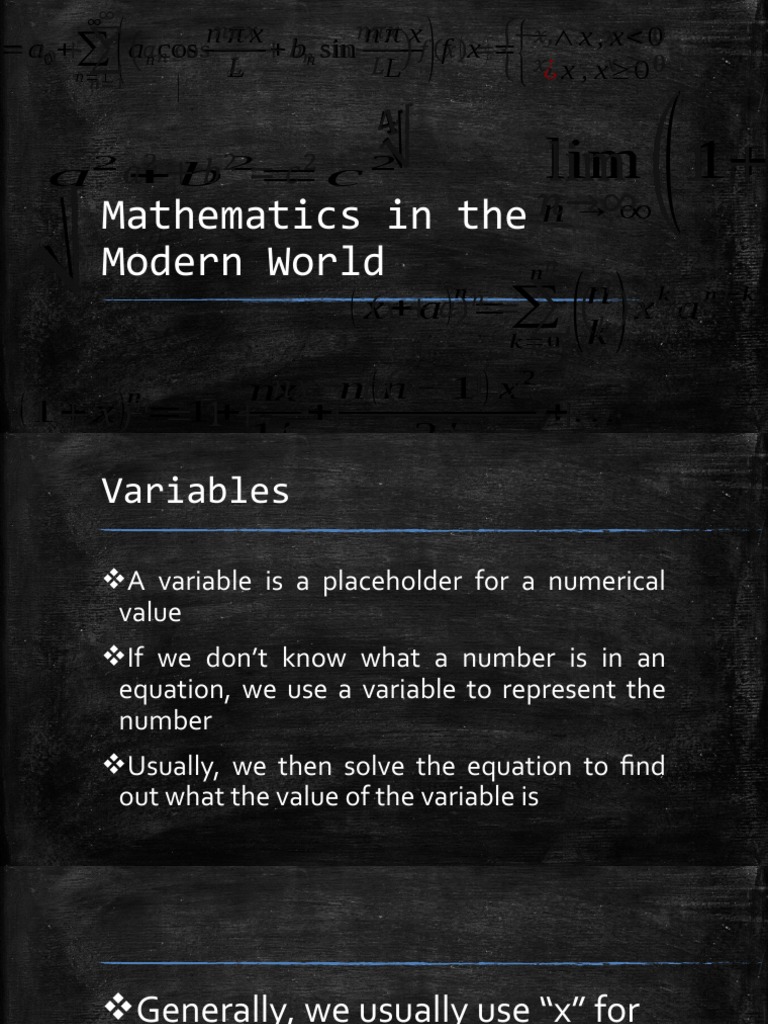 Mathematics in The Modern World VARIABLE | PDF | Variable (Mathematics ...