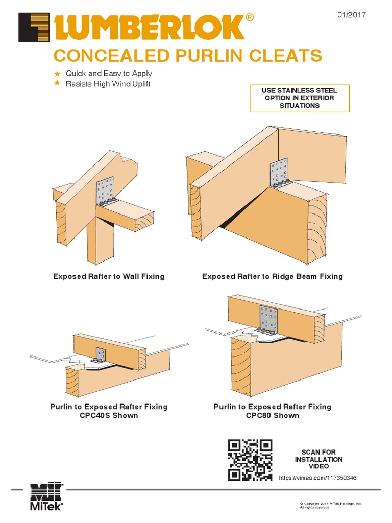 Concealed Purlin Cleats: Exposed Rafter To Wall Fixing Exposed Rafter ...