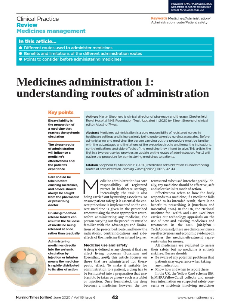 Medicines Administration 1 Understanding Routes of Administration | PDF ...