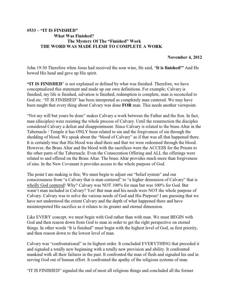 The Finished Work of the Word: Understanding the Deeper Meaning Behind ...