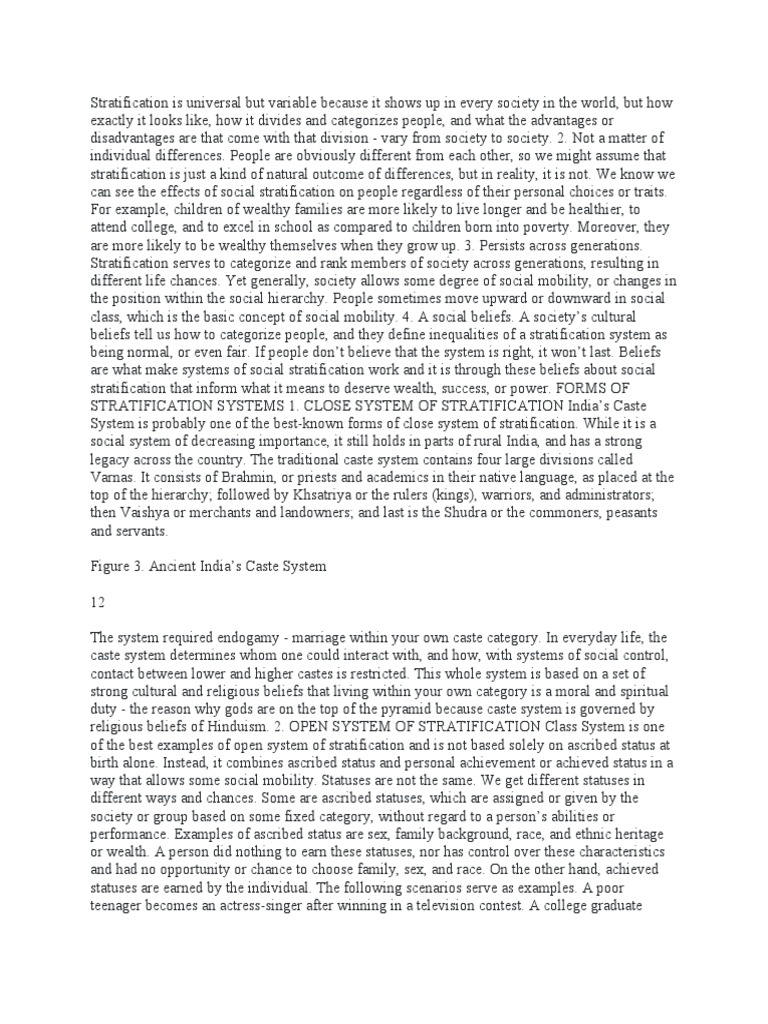 Stratification Is Universal But Variable Because It Shows Up in Every ...
