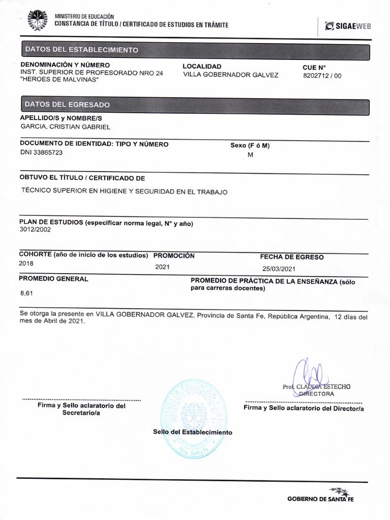 Certificado de Titulo en Tramite | PDF Certificado de Titulo en Tramite | PDF