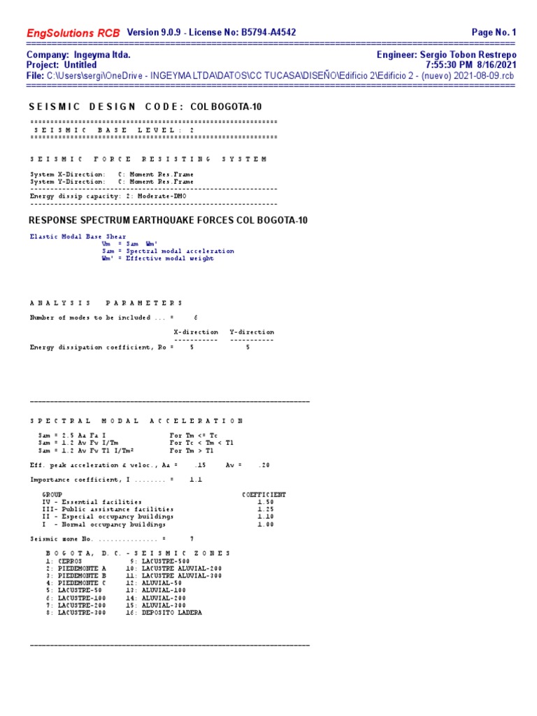 Engsolutions RCB: Seismic Design Code: Colbogota-10 | PDF | Continuum ...