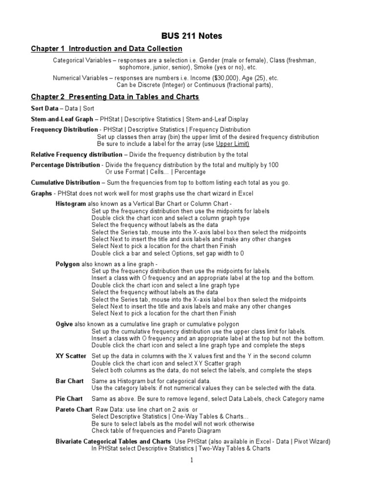 BUS 211 Notes: Chapter 1 Introduction and Data Collection | Download ...