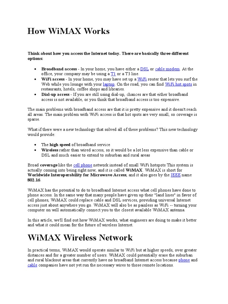 How WiMAX Works | PDF | Internet Access | Wi Max