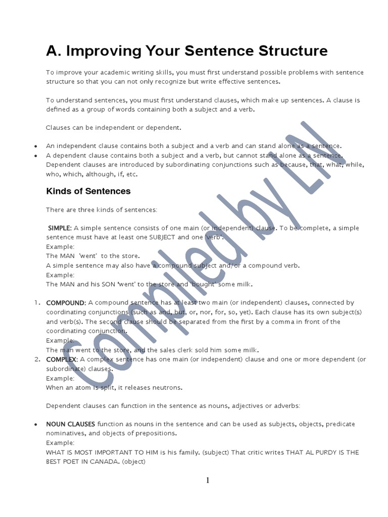 Understanding Effective Sentence Structure: A Guide to Common Sentence ...