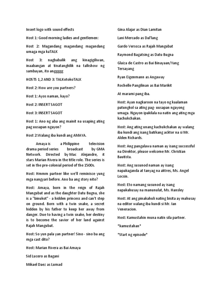Talkshow Script Hehe | PDF | Philippines