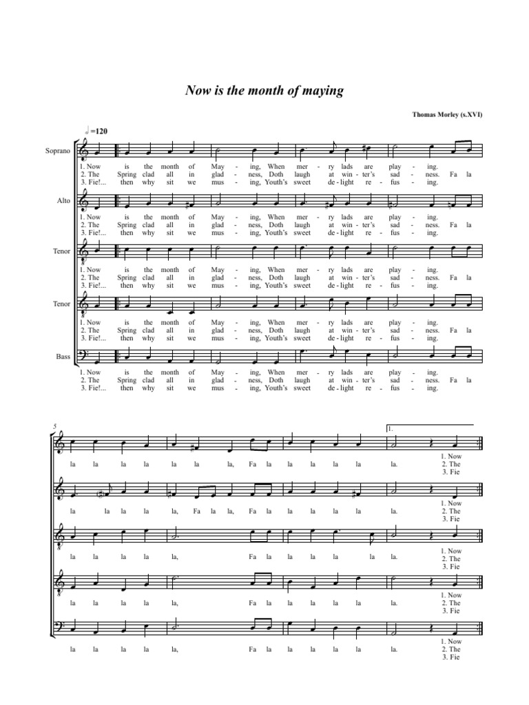 Now Is The Month of Maying - Full Score | PDF | Choral Music | Singing