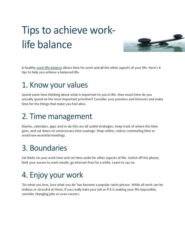 8 Tips for Work-Life Balance | PDF