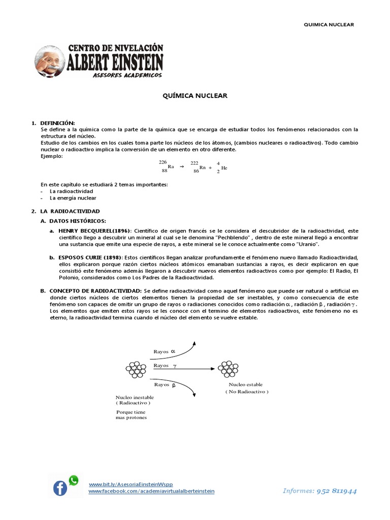 6 Quimica Nuclear | PDF | Desintegración radioactiva | La energía nuclear