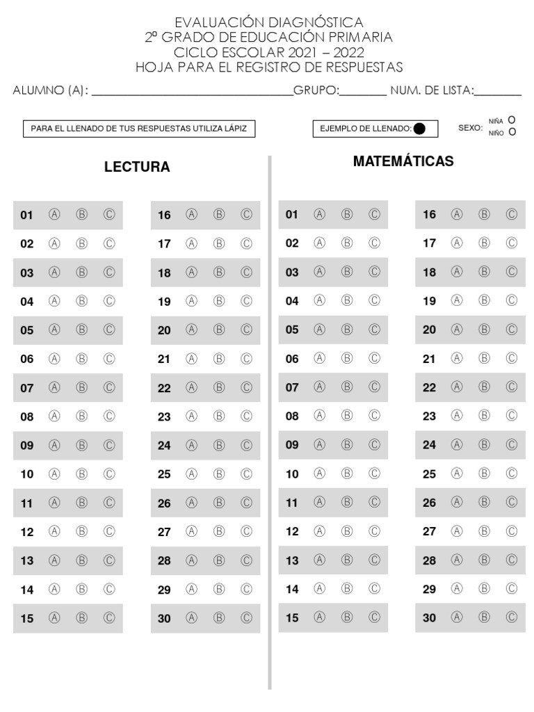 Evaluación Diagnóstica 2º Grado 2021 | PDF