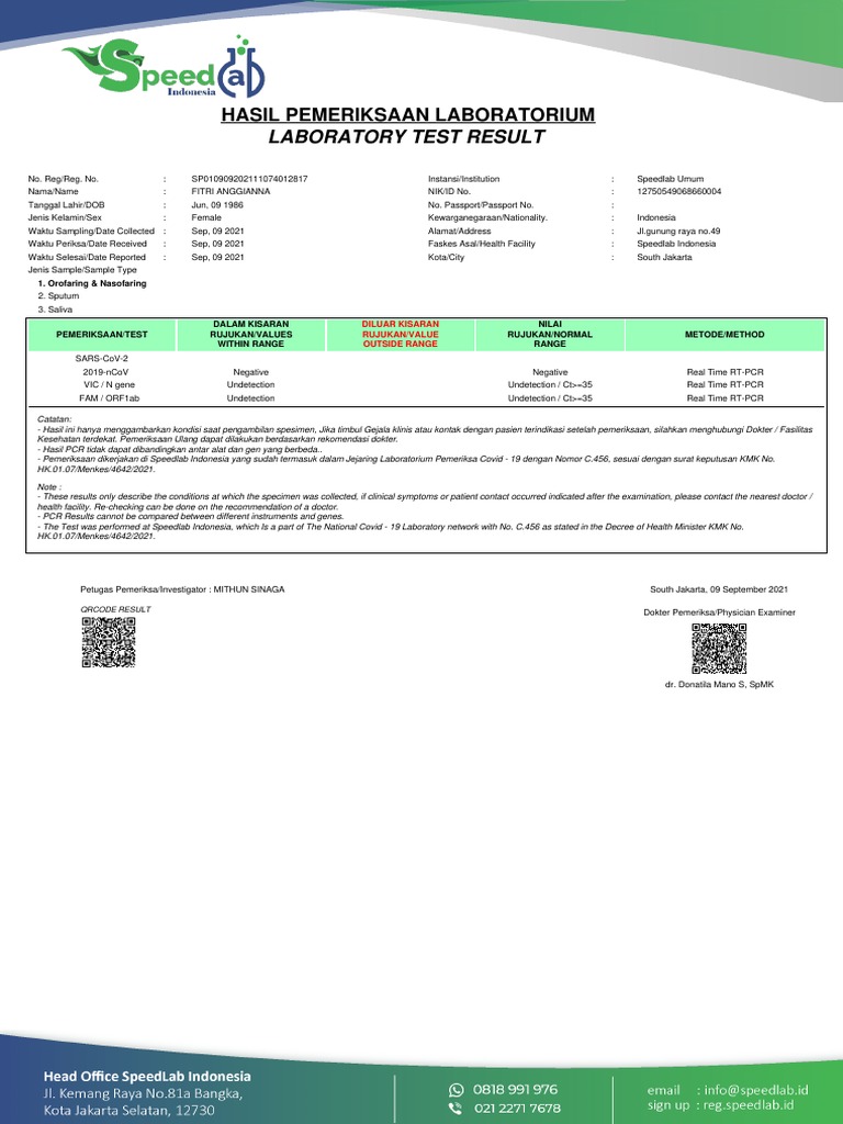 Hasil Pemeriksaan Laboratorium: Laboratory Test Result | PDF | Medicine ...