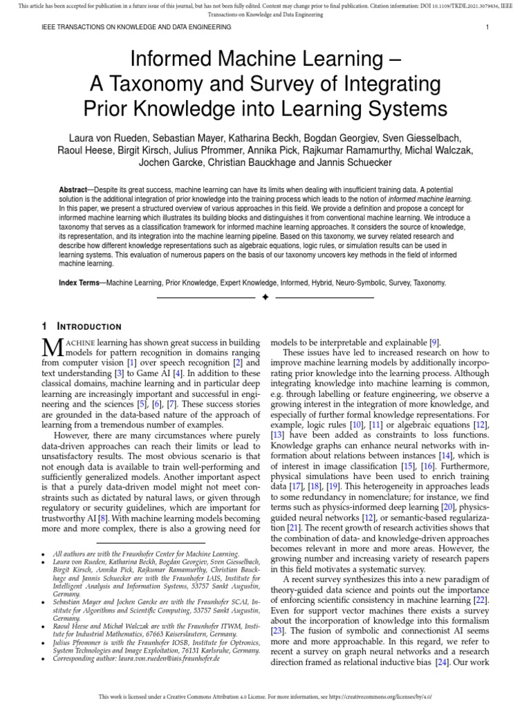 Informed Machine Learning - A Taxonomy and Survey of Integrating Prior Knowledge Into Learning ...