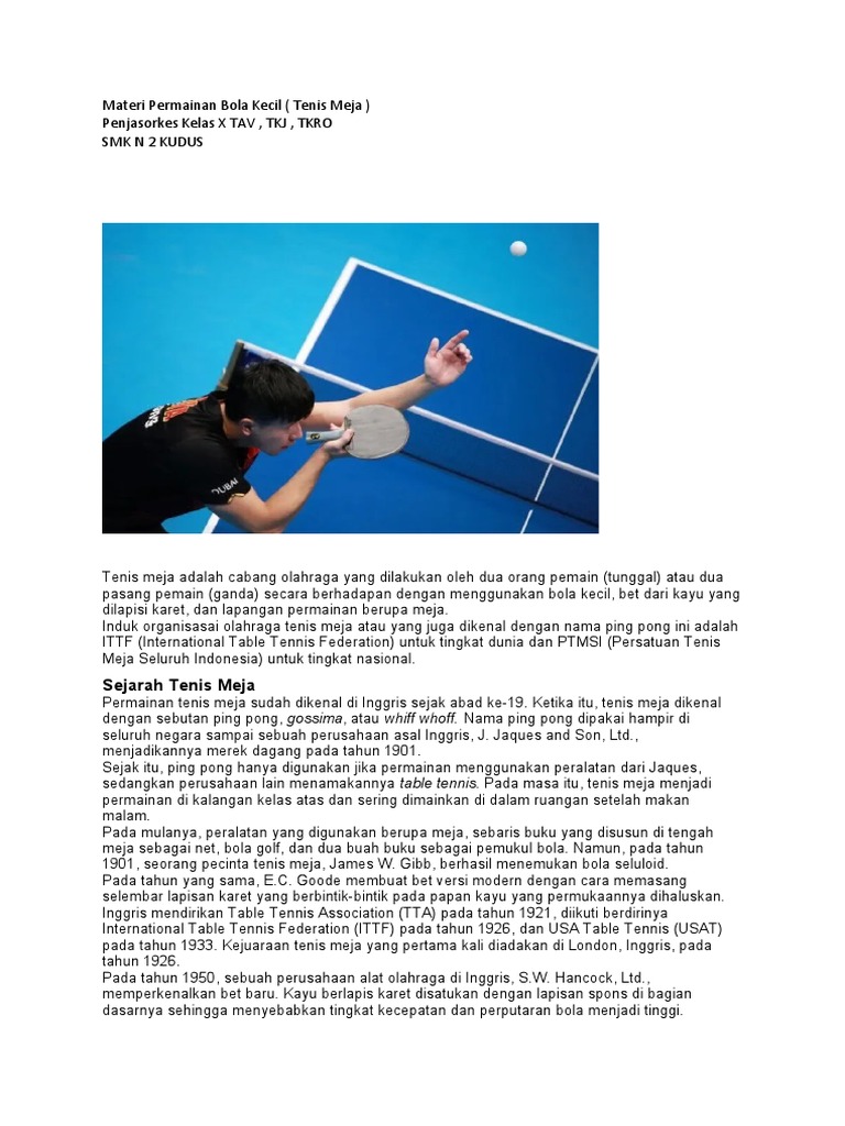 Materi Tenis Meja | PDF