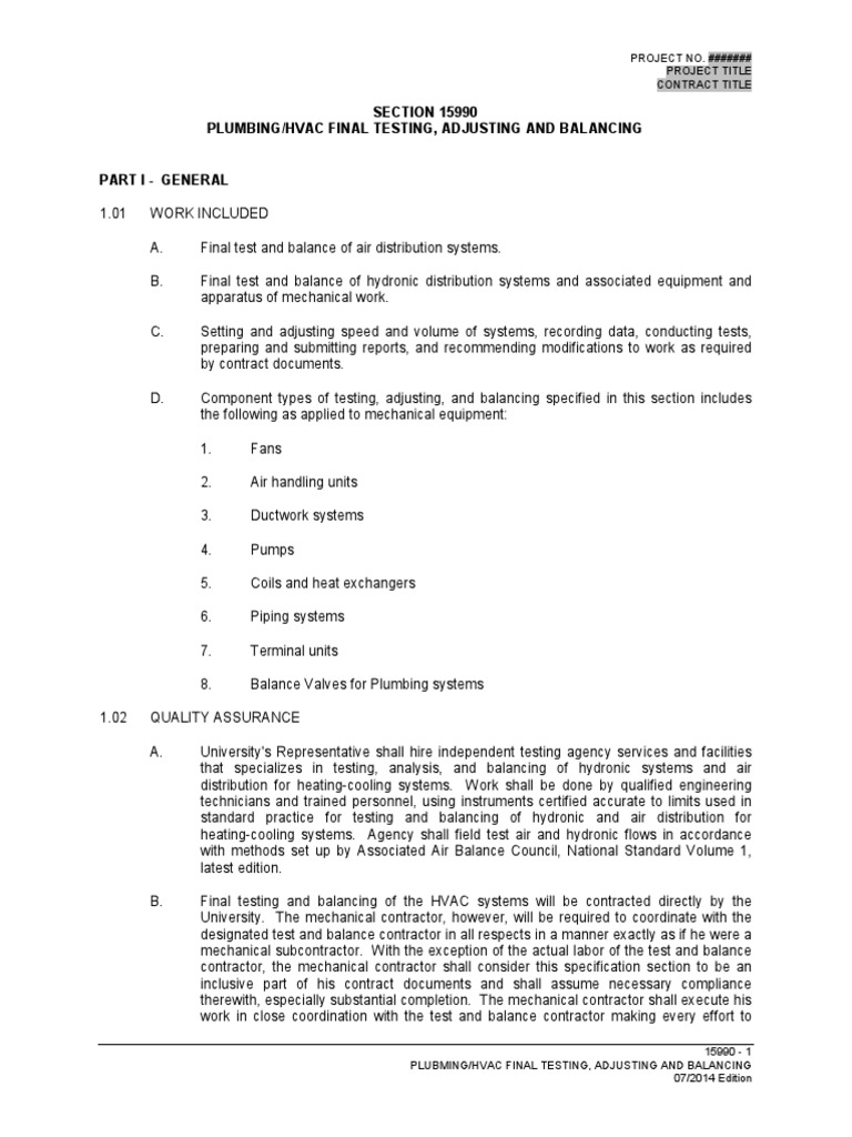 HVAC Testing and Balancing Report | PDF | Duct (Flow) | Calibration