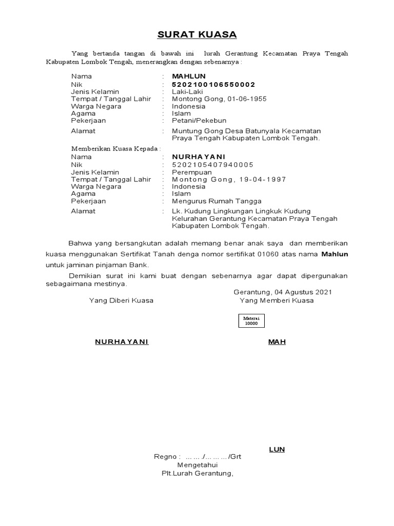 Surat Kuasa | PDF