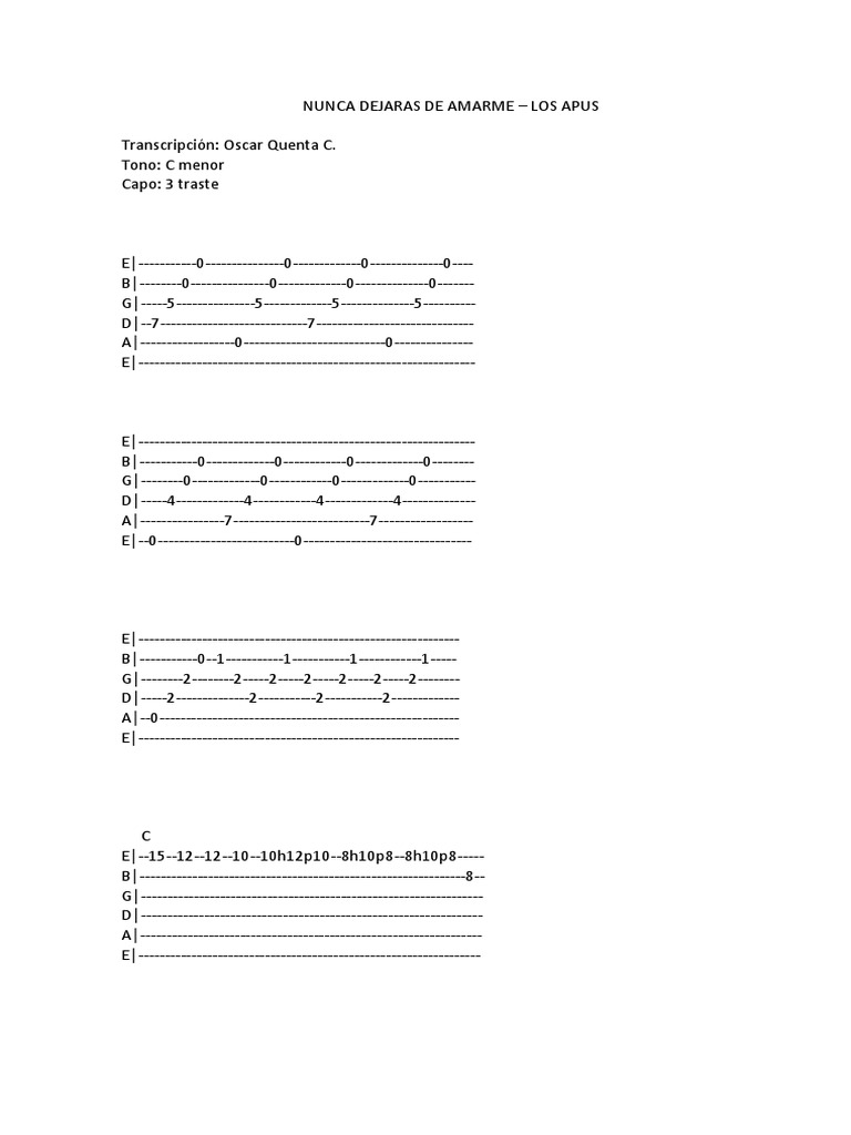 Nunca Dejaras de Amarme - Los Apus Del Peru | PDF