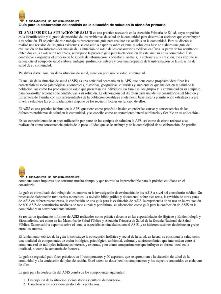 Guia para Elaborar Asis | PDF | Evaluación | Amamantamiento