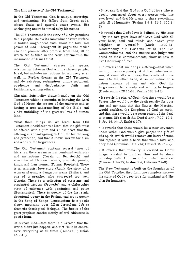 The Importance of The Old Testament | PDF | Salvation | Old Testament