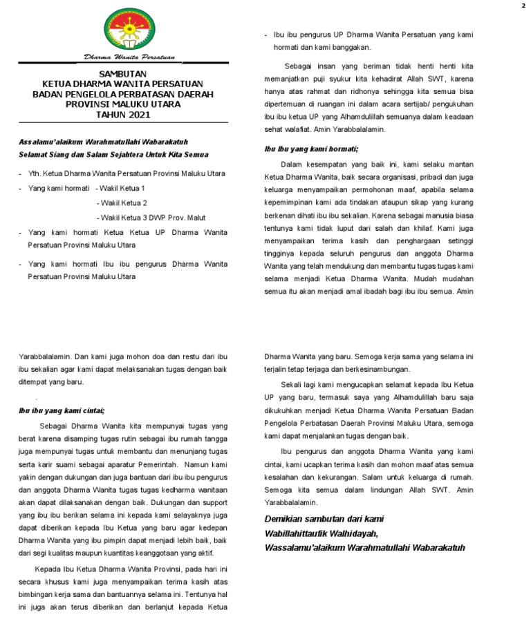 Sambutan DWP 1 | PDF