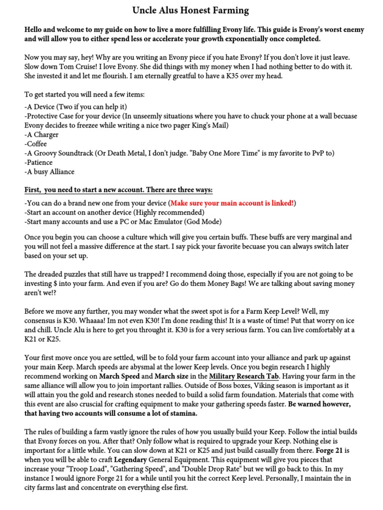 Evony Farming Guide by Uncle Alu | PDF