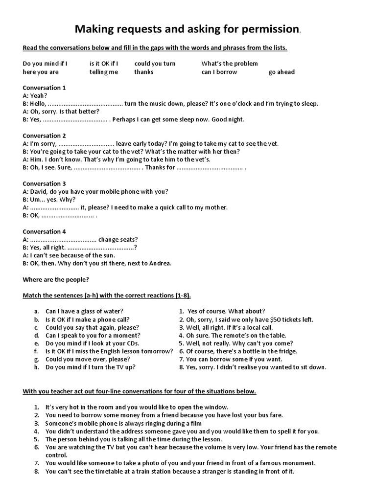 Making Requests and Asking For Permission | PDF | Home & Garden