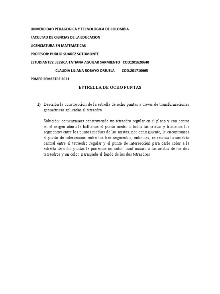 Estrella de Ocho Puntas: Geometría y Propiedades | PDF | Tetraedro ...