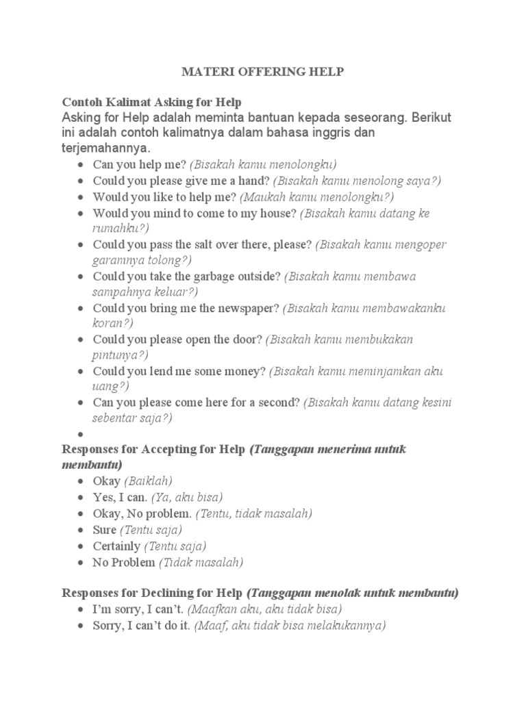 Materi Offering Help | PDF | Seni & Disiplin Bahasa
