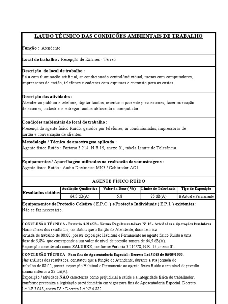 Laudo de Diagnostico Geral - LTCAT | PDF | Tomografia Computadorizada ...