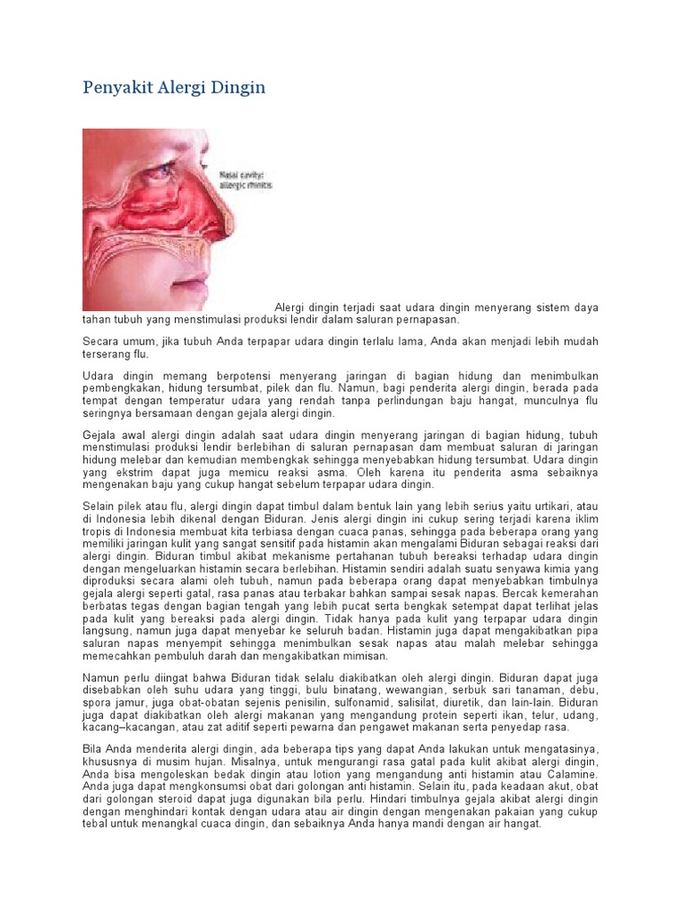 Alergi Dingin: Gejala dan Penanganan | PDF | Griya & Taman | Kesehatan ...