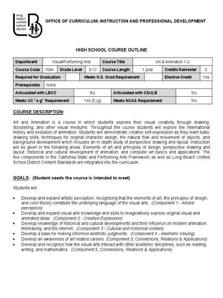 High School Course Outline: Office of Curriculum, Instruction and ...