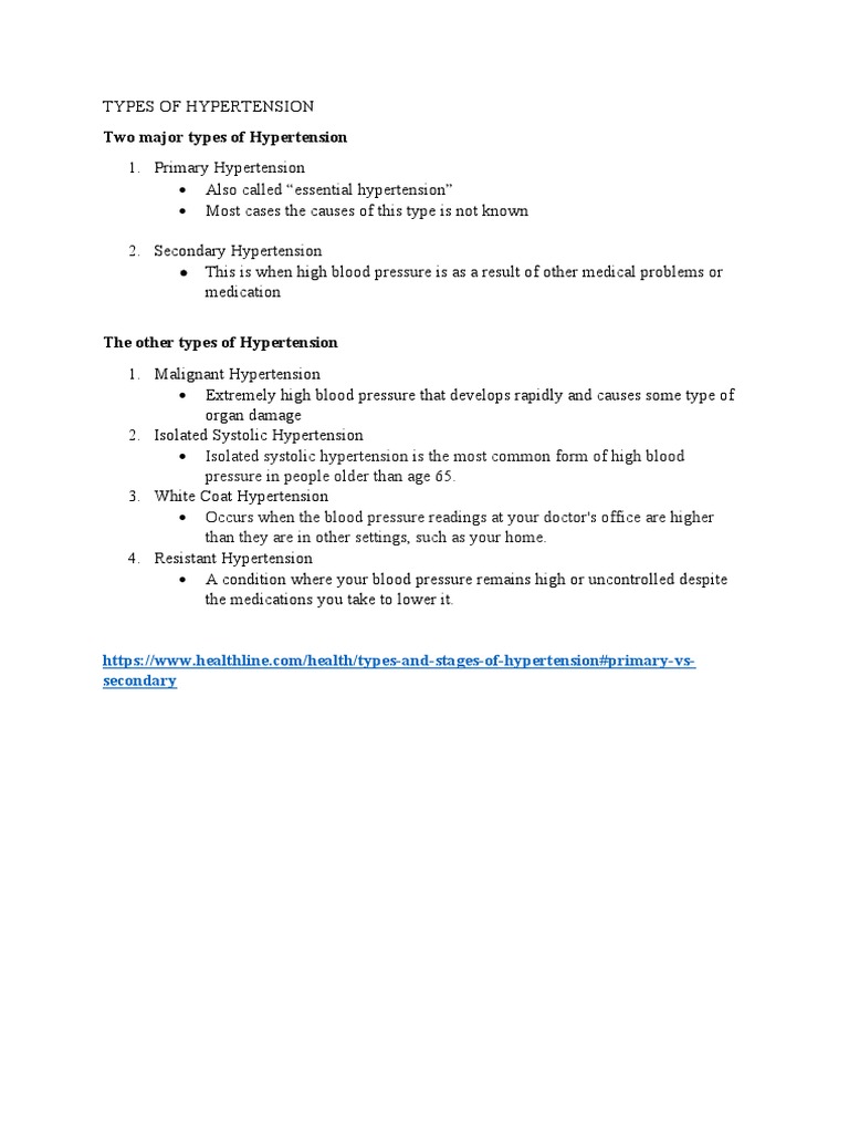 Types of Hypertension | PDF