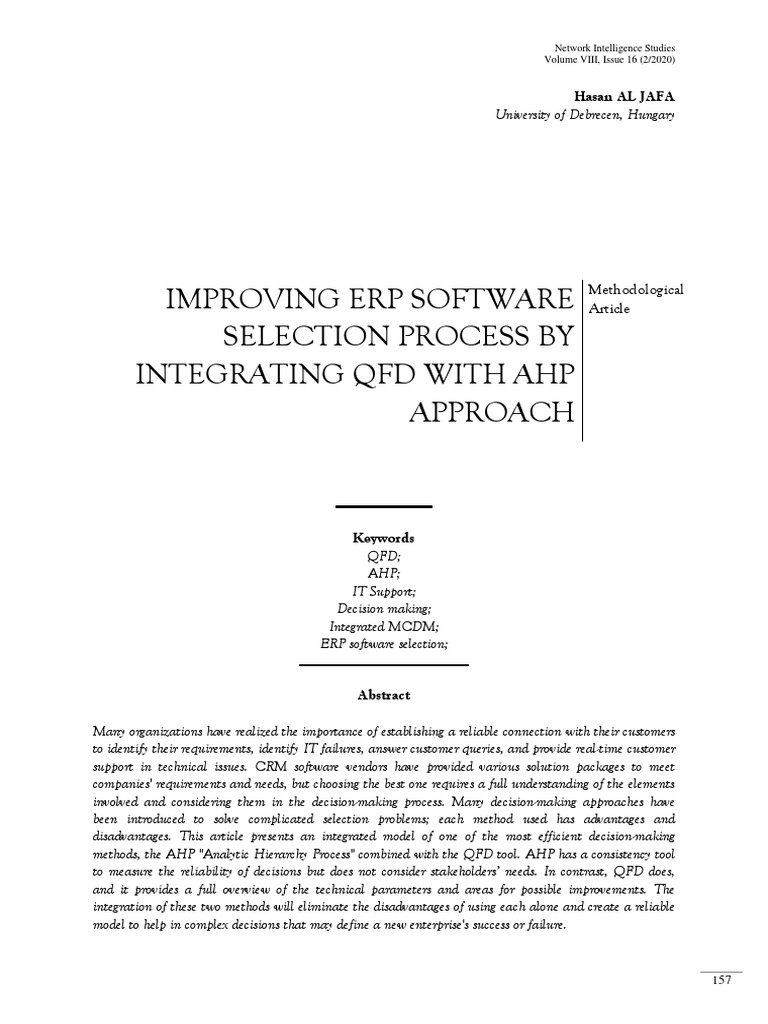 Improving ERP Software Selection Process | PDF | Enterprise Resource ...