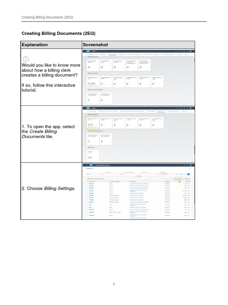 Creating Billing Documents 2EQ | PDF | Screenshot | Software Development