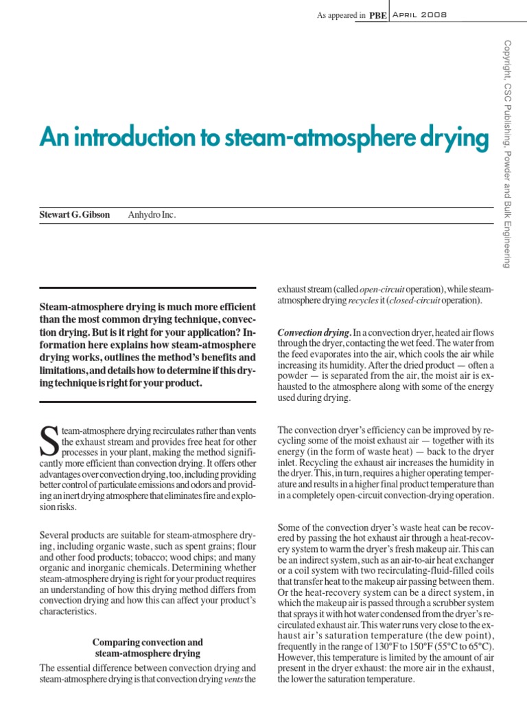 An Introduction To Steam-Atmosphere Drying | PDF | Clothes Dryer | Steam