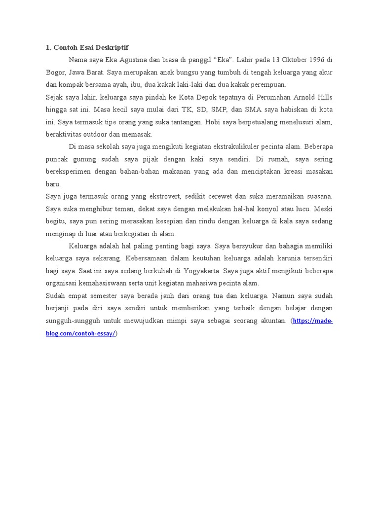 Contoh Esai Deskriptif Singkat | PDF