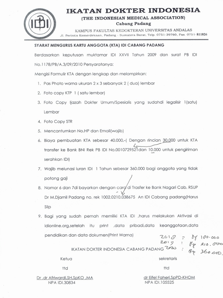 Formulir Pengurusan Kta Idi | PDF