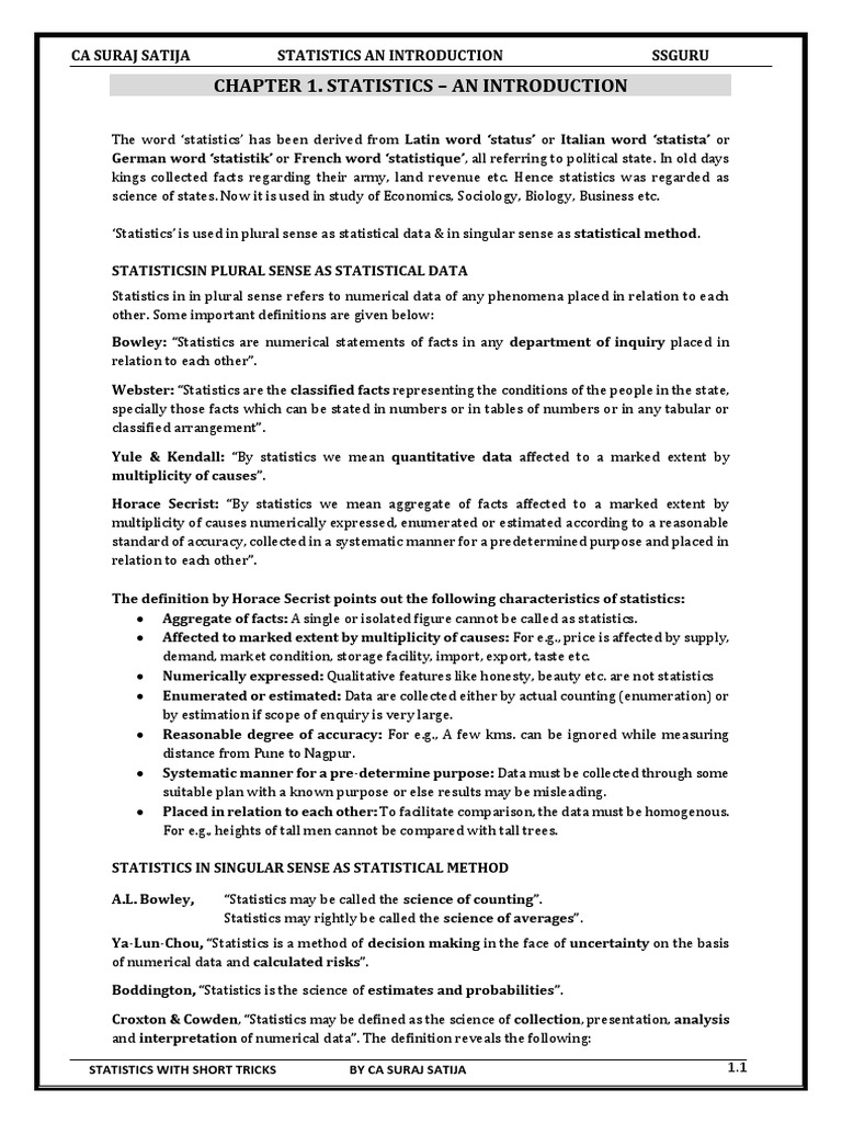 1.introduction of Statistics | PDF | Statistical Classification ...