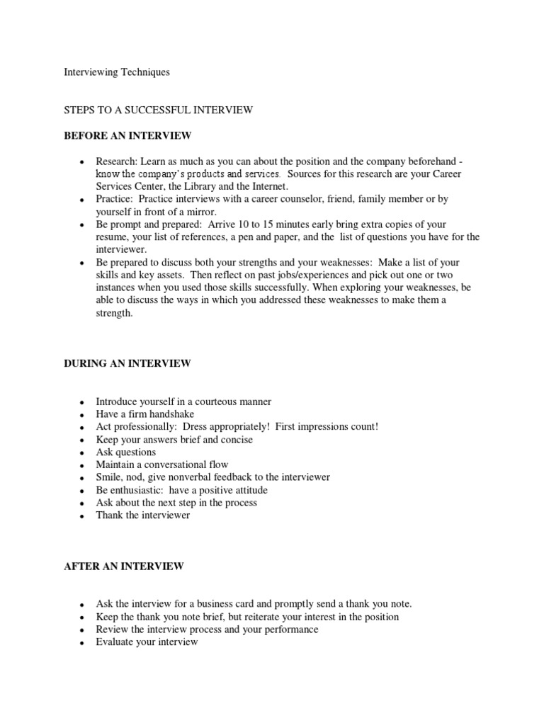 Interviewing Techniques | PDF | Employment | Interview