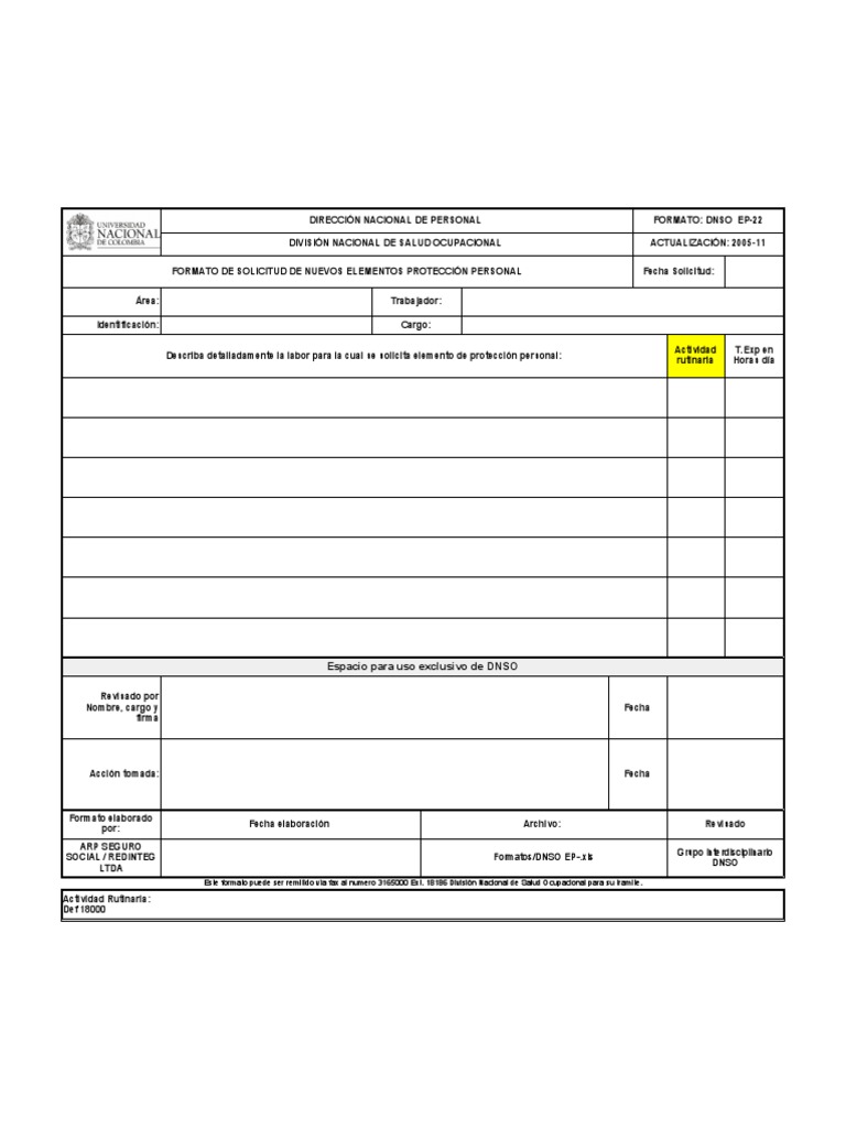 Formato Solicitud Nuevo EPP | PDF