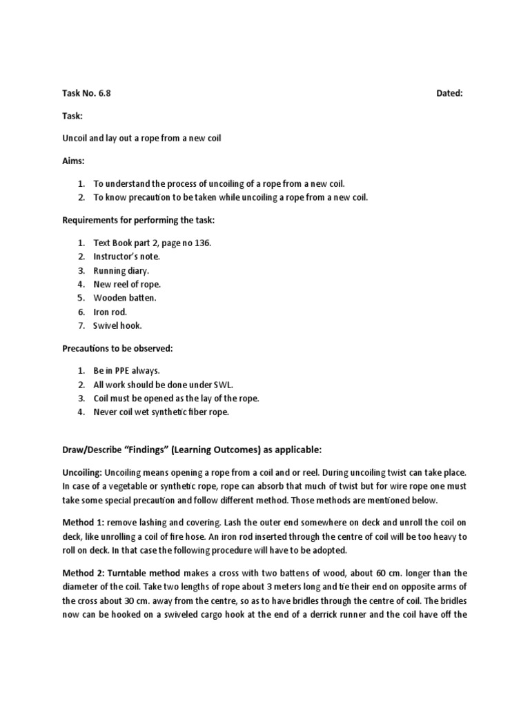 Uncoiling Techniques for New Rope | PDF