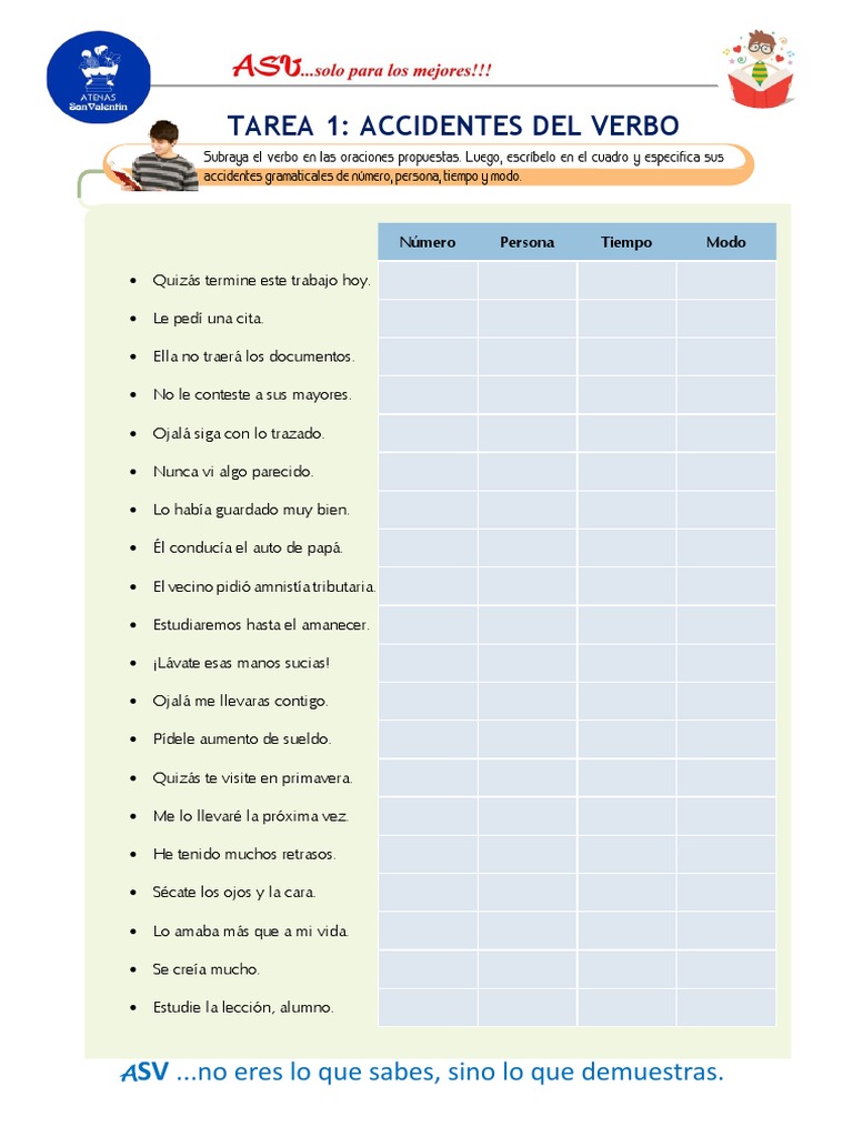 T1 - El Verbo y Sus Accidentes - Líderes | PDF