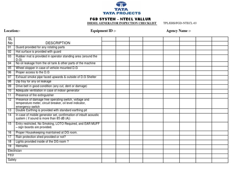 03 DG Checklist Daily | PDF
