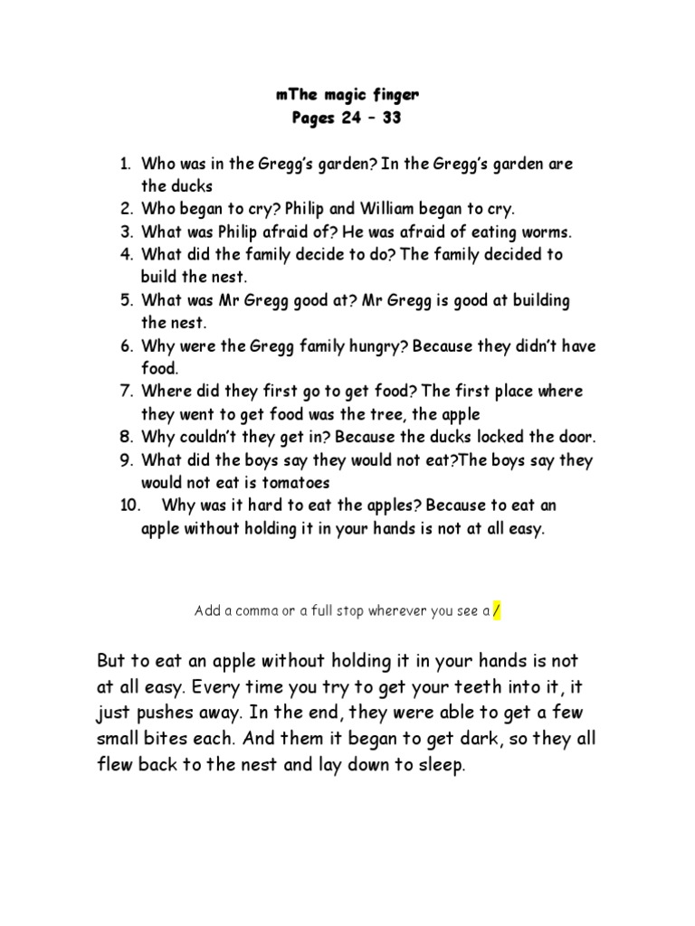 The Magic Finger - Pages 24-33 | PDF