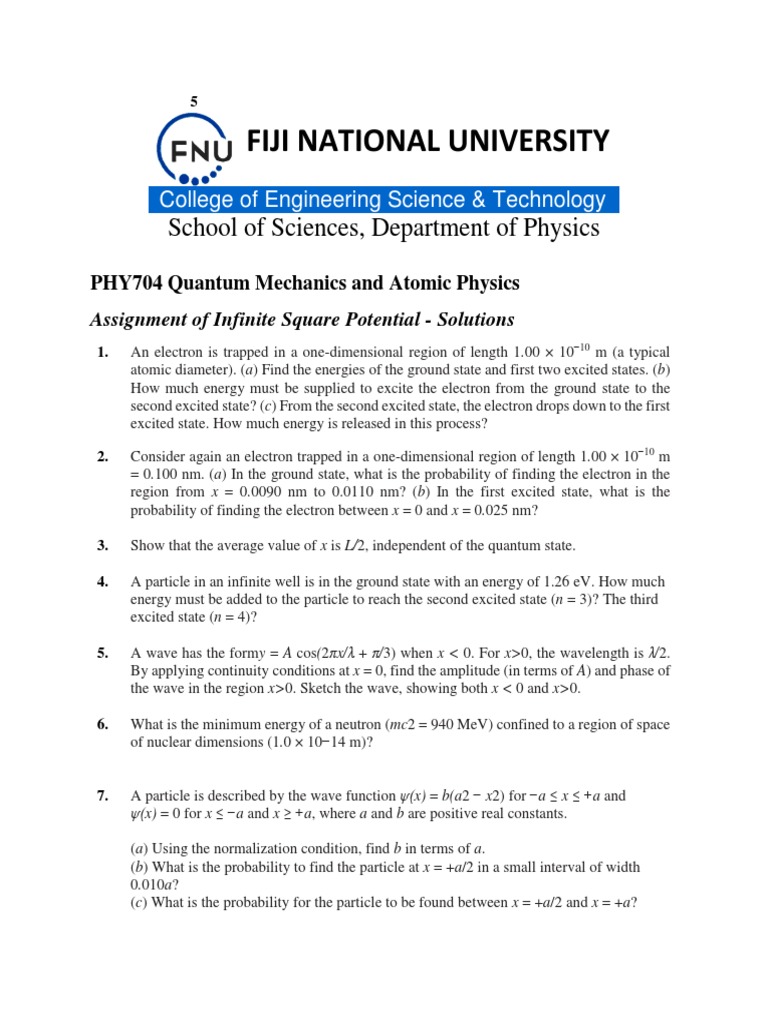 PHY704 Assignment 4 On InFinite Square Well | PDF