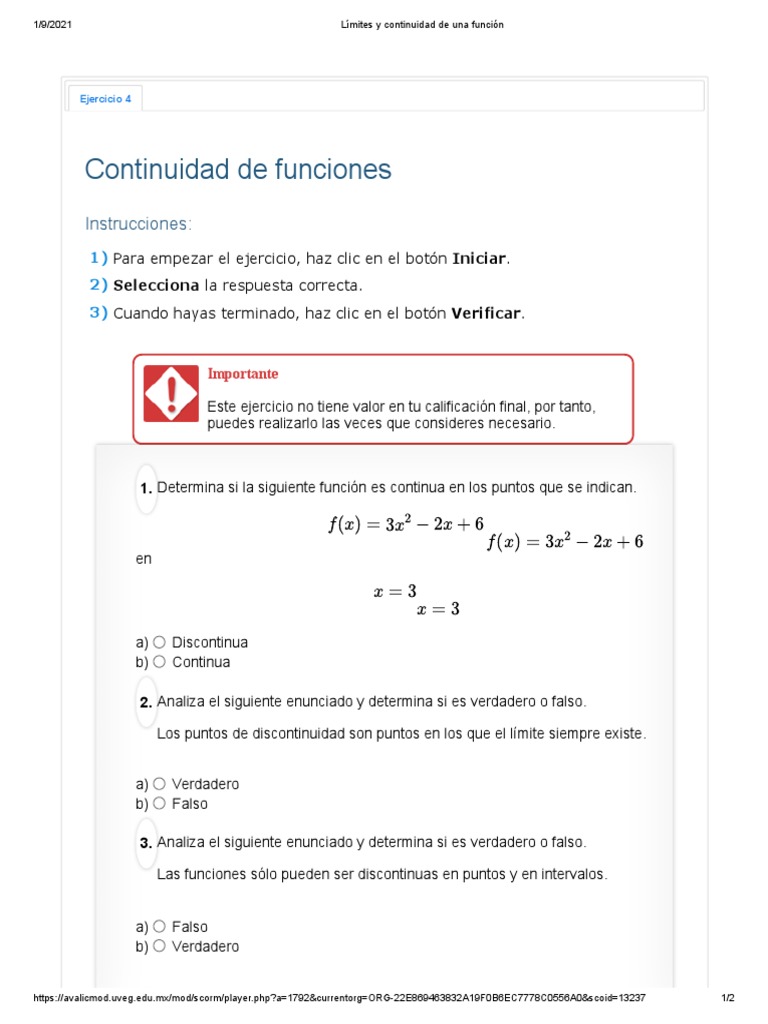 Ejercicios de Continuidad de Funciones | PDF | Función continua | Análisis matemático