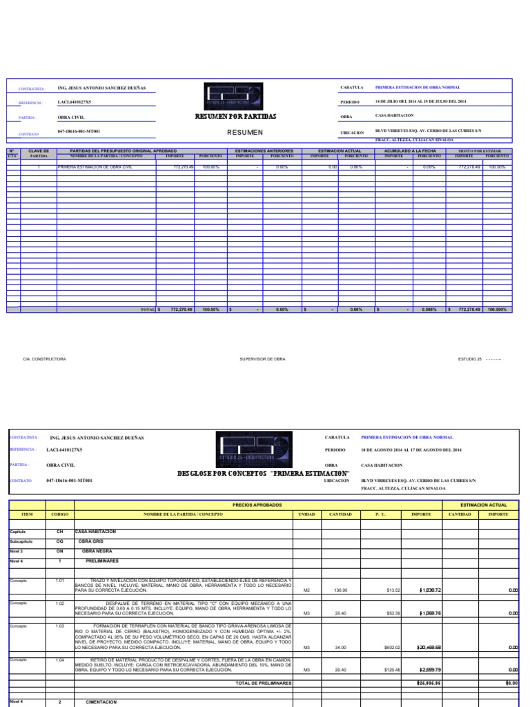Estimacion de Obra | PDF | Materiales de construcción | Componentes