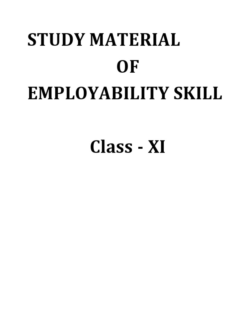 Study Material OF Employability Skill Class - XI | PDF | Communication ...